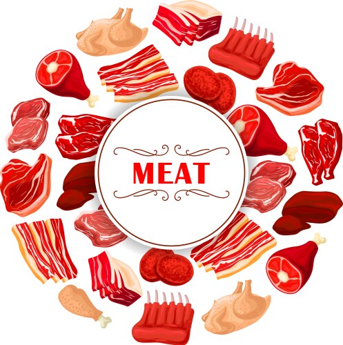Premium quality fresh meat logo templates set Vector Image