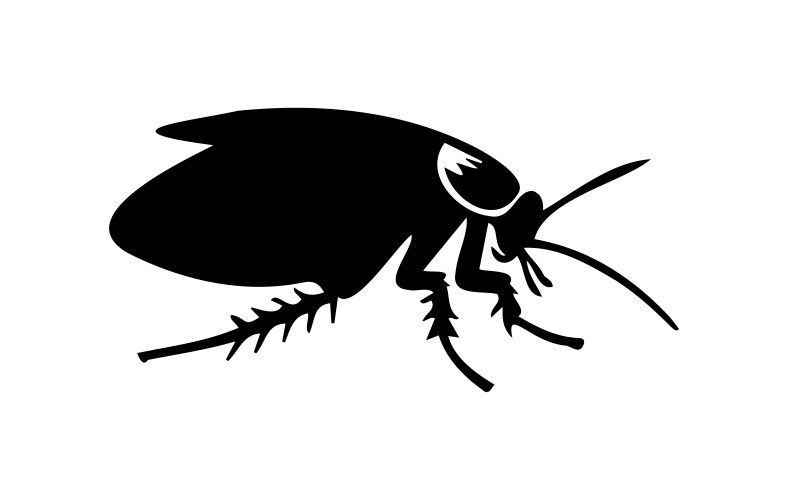 Black silhouette of dead cockroach lying on its Vector Image