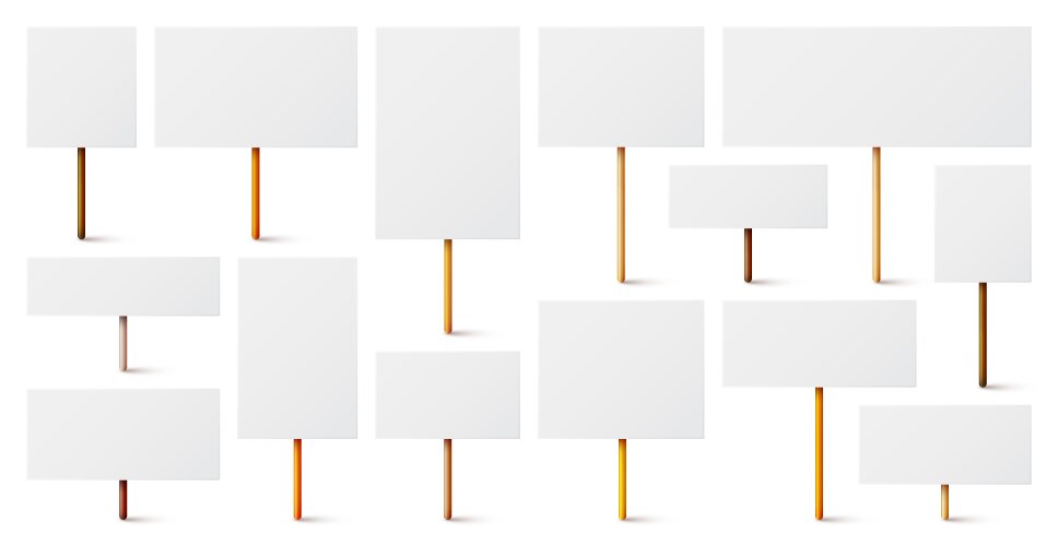 Blank white protest sign with wooden holder Vector Image