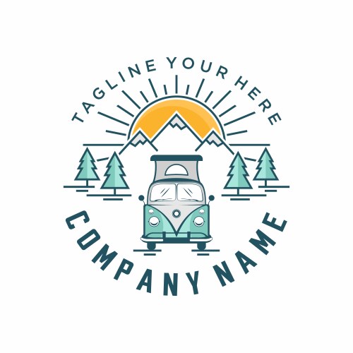 Camper van or recreational vehicle adventure logo Vector Image