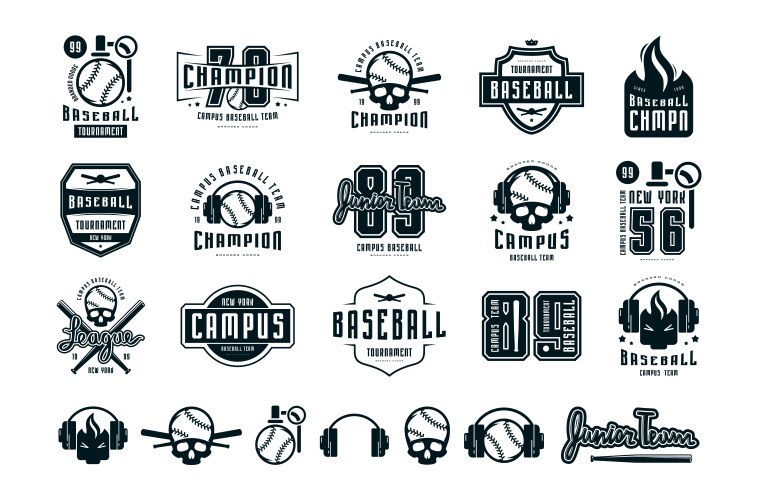 College baseball team emblems Royalty Free Vector Image