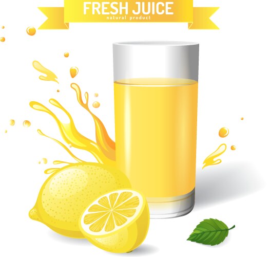 Fresh lemon juice Royalty Free Vector Image - VectorStock