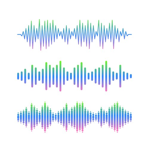 Sound wave symbols set represents music waveform Vector Image