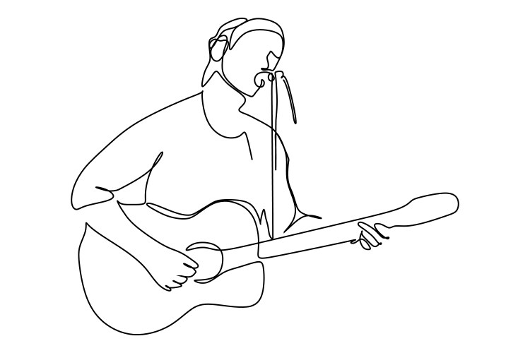 Continuous single line drawing of a male singer Vector Image