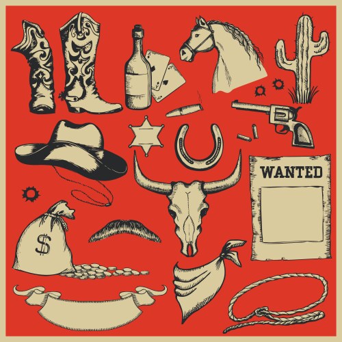 Cowboy elements Royalty Free Vector Image - VectorStock