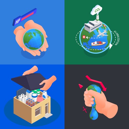 Isometric global consumer trends infographic set Vector Image