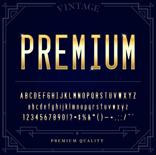 Gold Metallic Font Collection Royalty Free Vector Image
