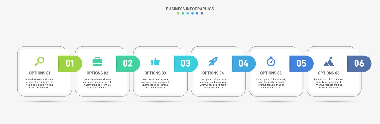 Horizontal progress bar featuring 6 arrow-shaped Vector Image