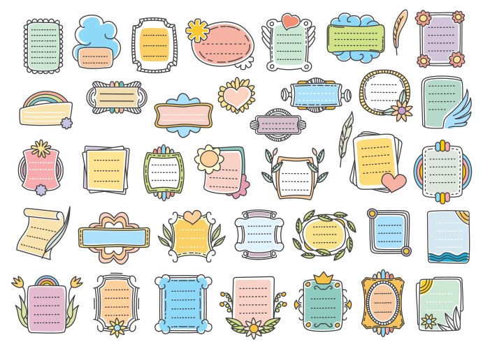 Doodle bullet journal diary notebook frames Vector Image