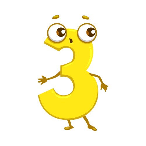 Funny orange number three 3 cartoon character Vector Image