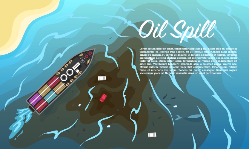 Cartoon color water pollution concept banner Vector Image