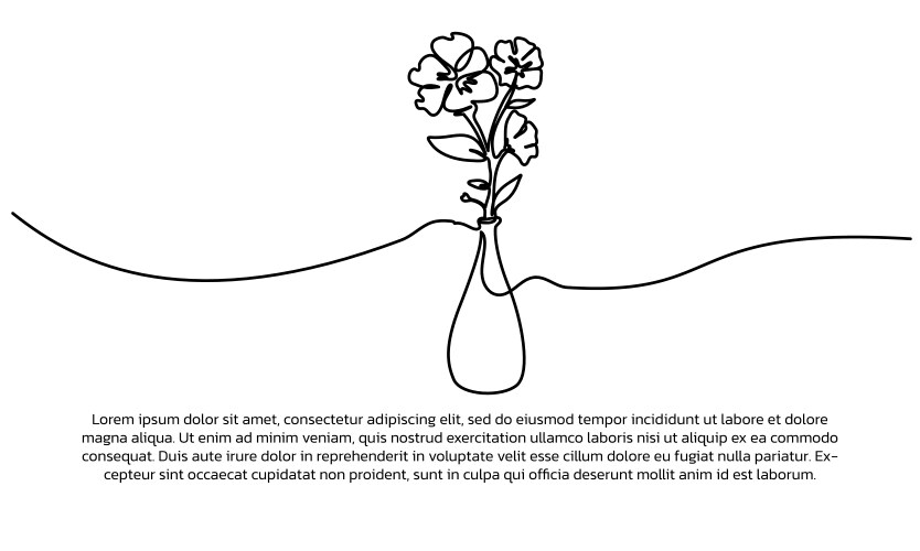 One line flower vase poster drawing Royalty Free Vector