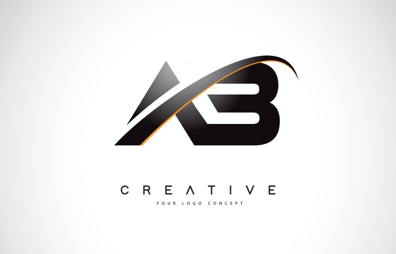 B letter logo design with circle swoosh border Vector Image