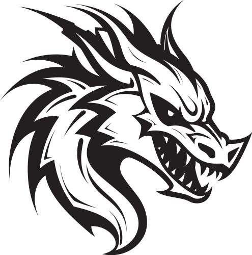 Majestic dragon profile cartoon head tattoo logo Vector Image