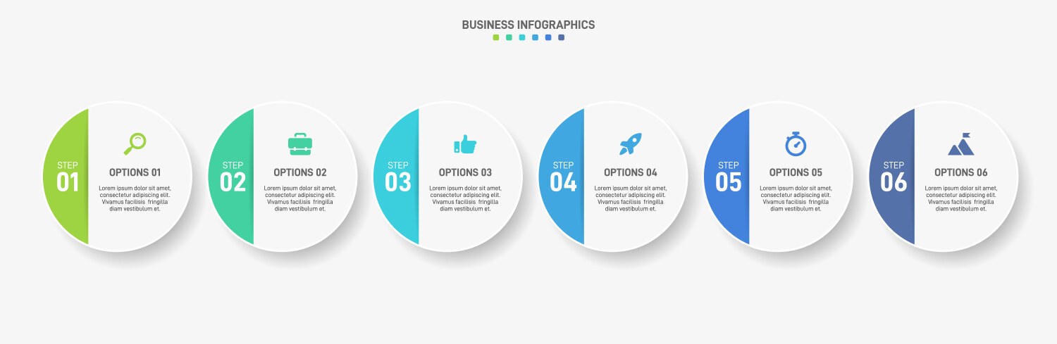 Horizontal progress bar featuring 6 arrow-shaped Vector Image
