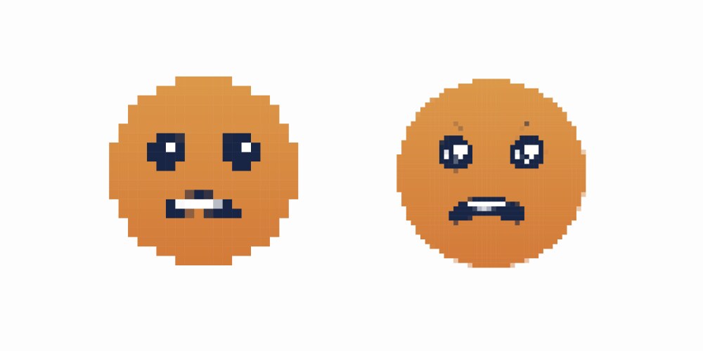 Pixel art disappointed face emoticons with sad Vector Image
