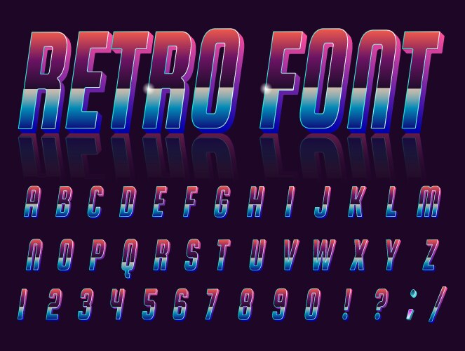 Retro font - fashion 80-90s futuristic Royalty Free Vector