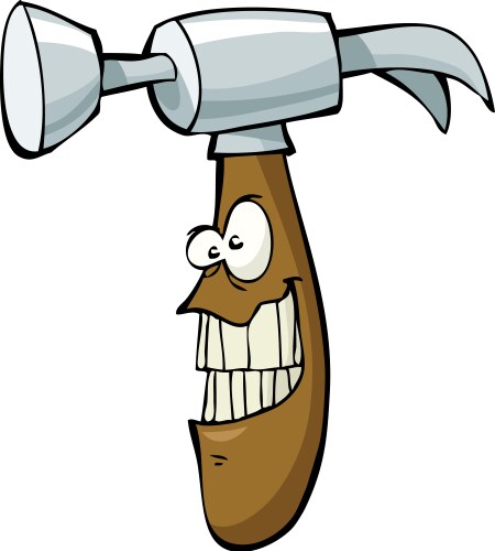 Hammer and nail cartoon Royalty Free Vector Image