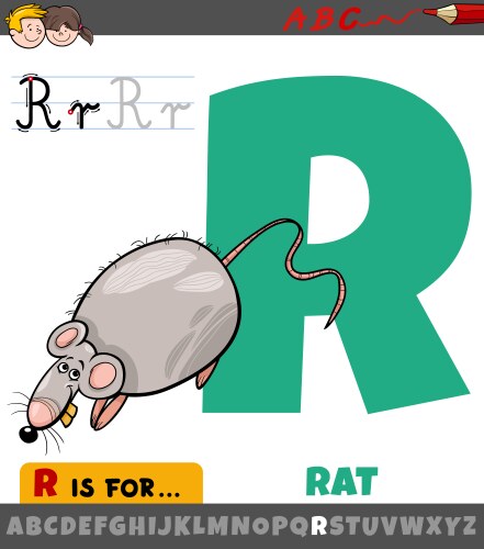 Flashcard letter r is for rat Royalty Free Vector Image