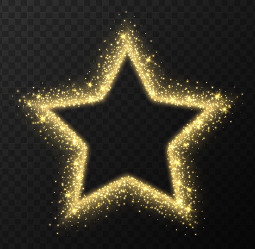 Golden square frame with sparkles and flares Vector Image
