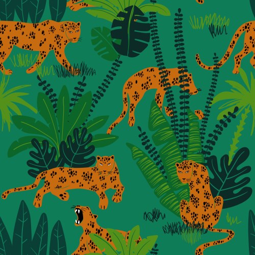 Seamless pattern with women leopards Royalty Free Vector