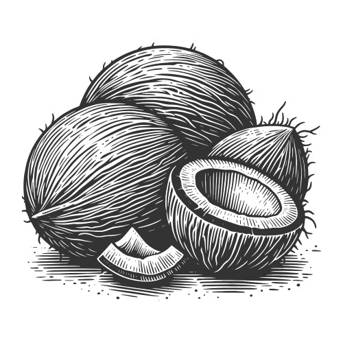 Coconut sketch engraving Royalty Free Vector Image