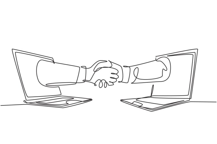 Business deal concept one line drawing young Vector Image