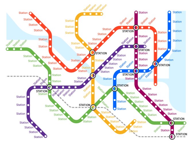 Metro underground transport scheme map plan Vector Image
