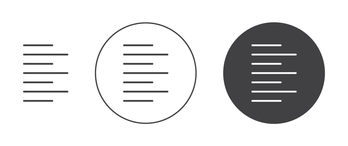 Align center icon set text font typography center Vector Image