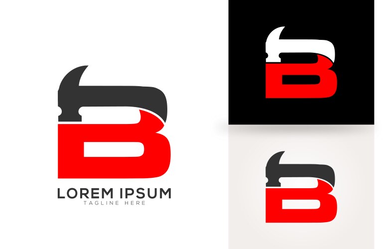 O letter hammer logo design construction template Vector Image