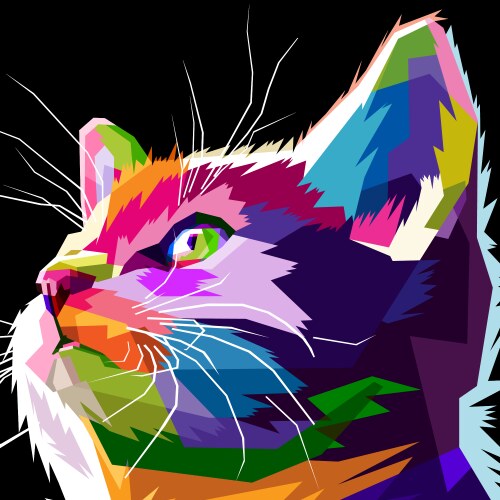 Colorful cat isolated on white background Vector Image