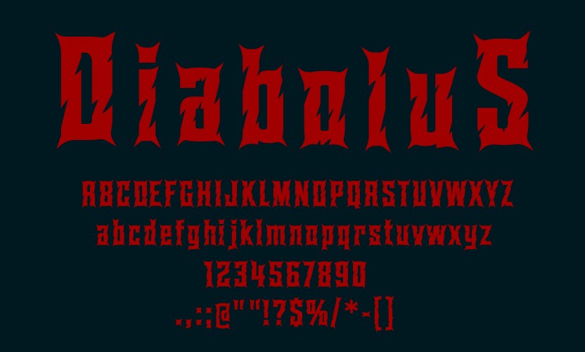 Devil font demon typeface alphabet satan letters Vector Image