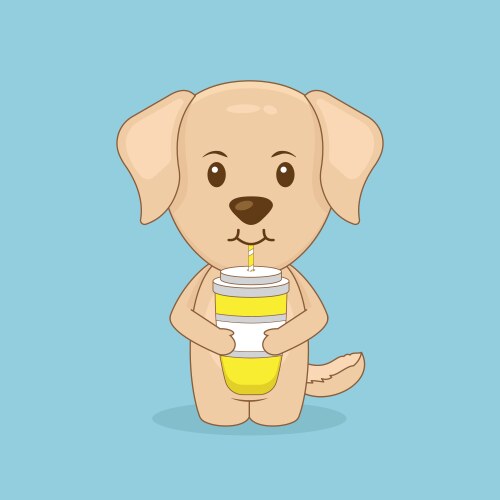 Cute dog drinking cartoon Royalty Free Vector Image