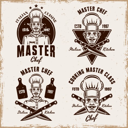 Retro style master chef labels Royalty Free Vector Image