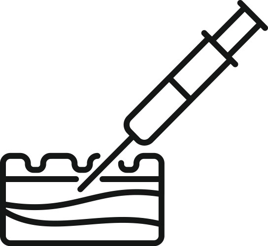 Syringe injecting substance into skin layers Vector Image