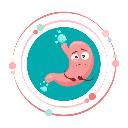 Cartoon stomach acid character icon Royalty Free Vector
