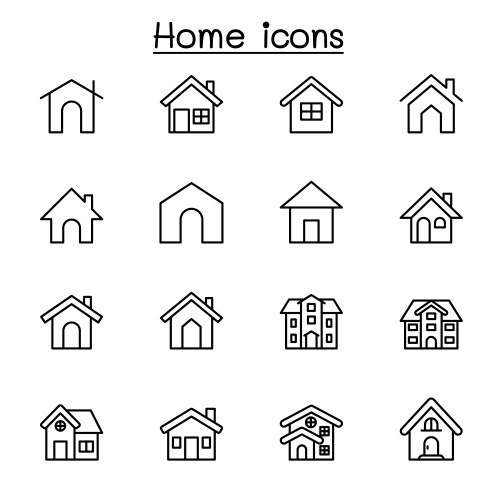 Building color line icon set Royalty Free Vector Image