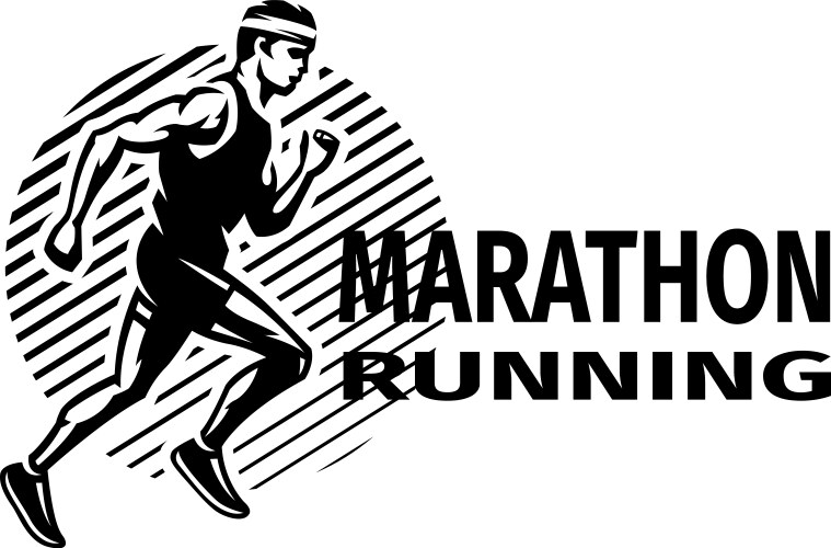 Running marathon emblem Royalty Free Vector Image