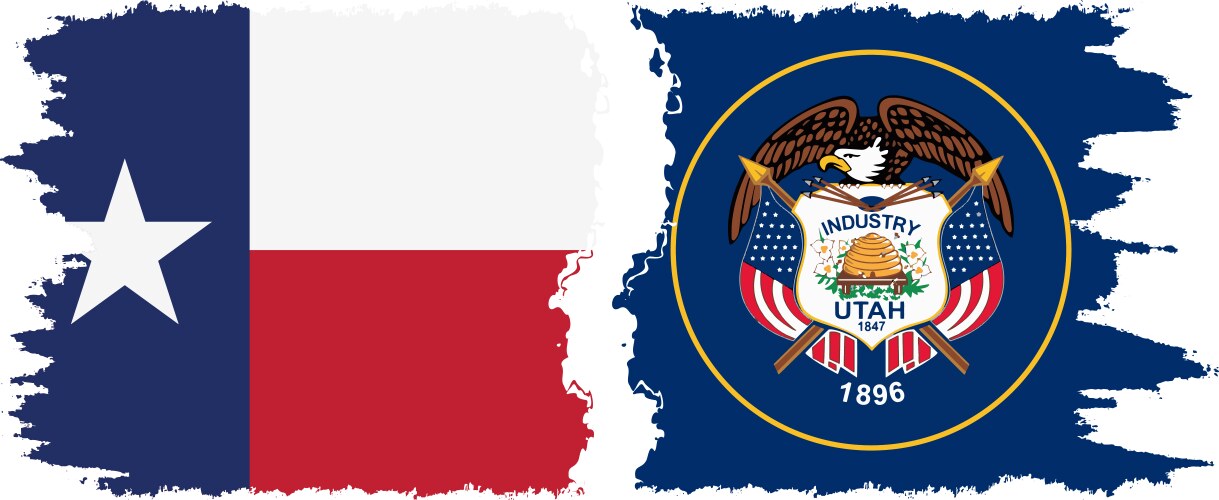 Utah and hawaii states grunge brush flags Vector Image