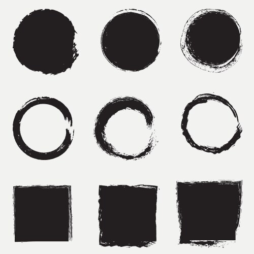 Paint spray circle splatter ink stain set messy Vector Image