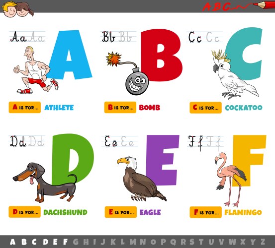 Educational alphabet letters color book Royalty Free Vector