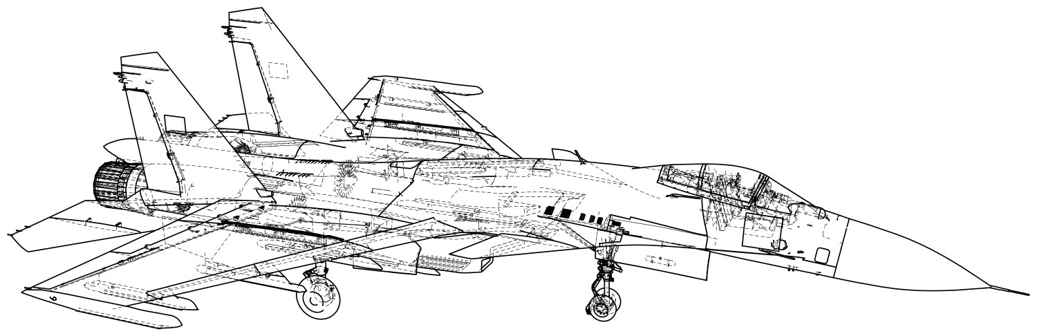 Military fighter jet drawn in ink by hand Vector Image