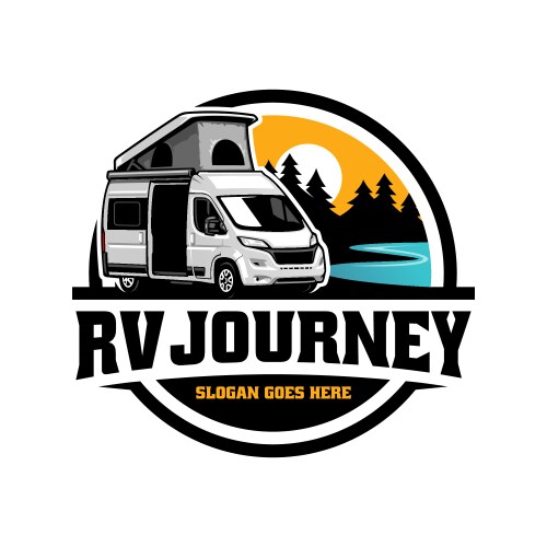 Premium motorhome caravan rv campervan logo Vector Image