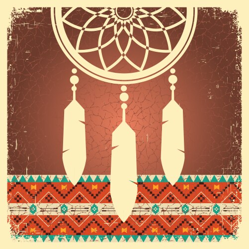 Dream catcher poster with ethnic ornament Vector Image