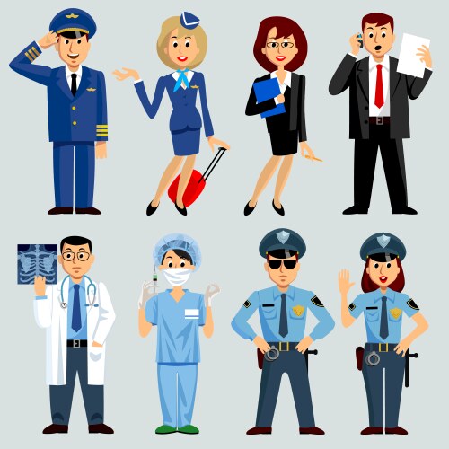 Six people with different professions Royalty Free Vector