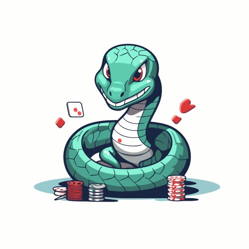 Cute cartoon snake in the grass isolated on white Vector Image