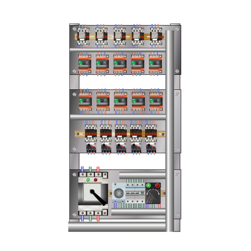 Electrical panel with magnetic contactor Vector Image