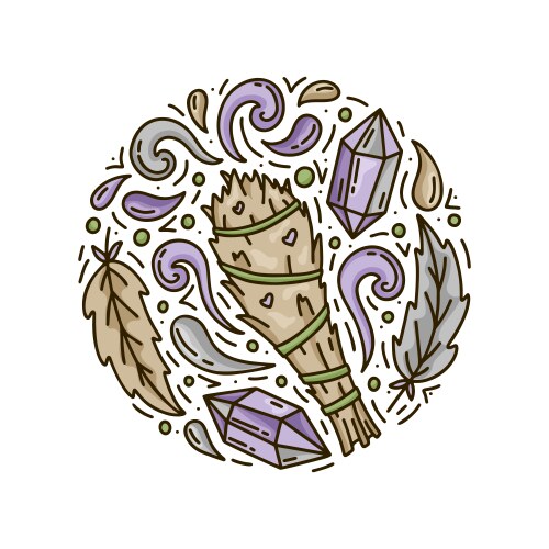 Sage smudge sticks hand-drawn set sketch Vector Image