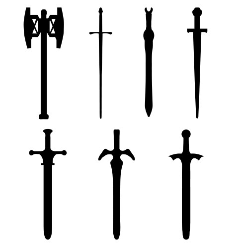 Sword Silhouettes Collection Royalty Free Vector Image