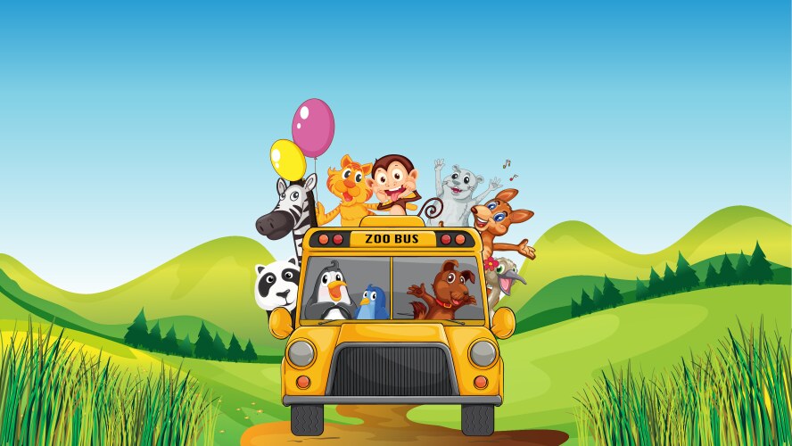 Animals on bus Royalty Free Vector Image - VectorStock
